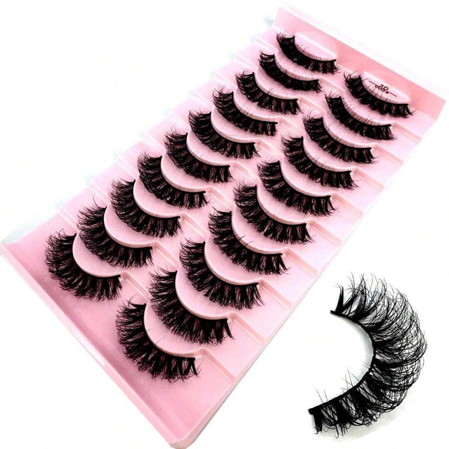 10 Pairs 3D Mink Eyelashes Natural Dramatic False Eyelashes Cat Eye ...