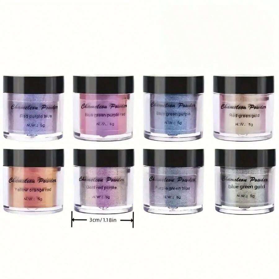 8 Colors Chameleon Mica Powder, 0.18oz/Bottle Color Shift Mica Powder ...