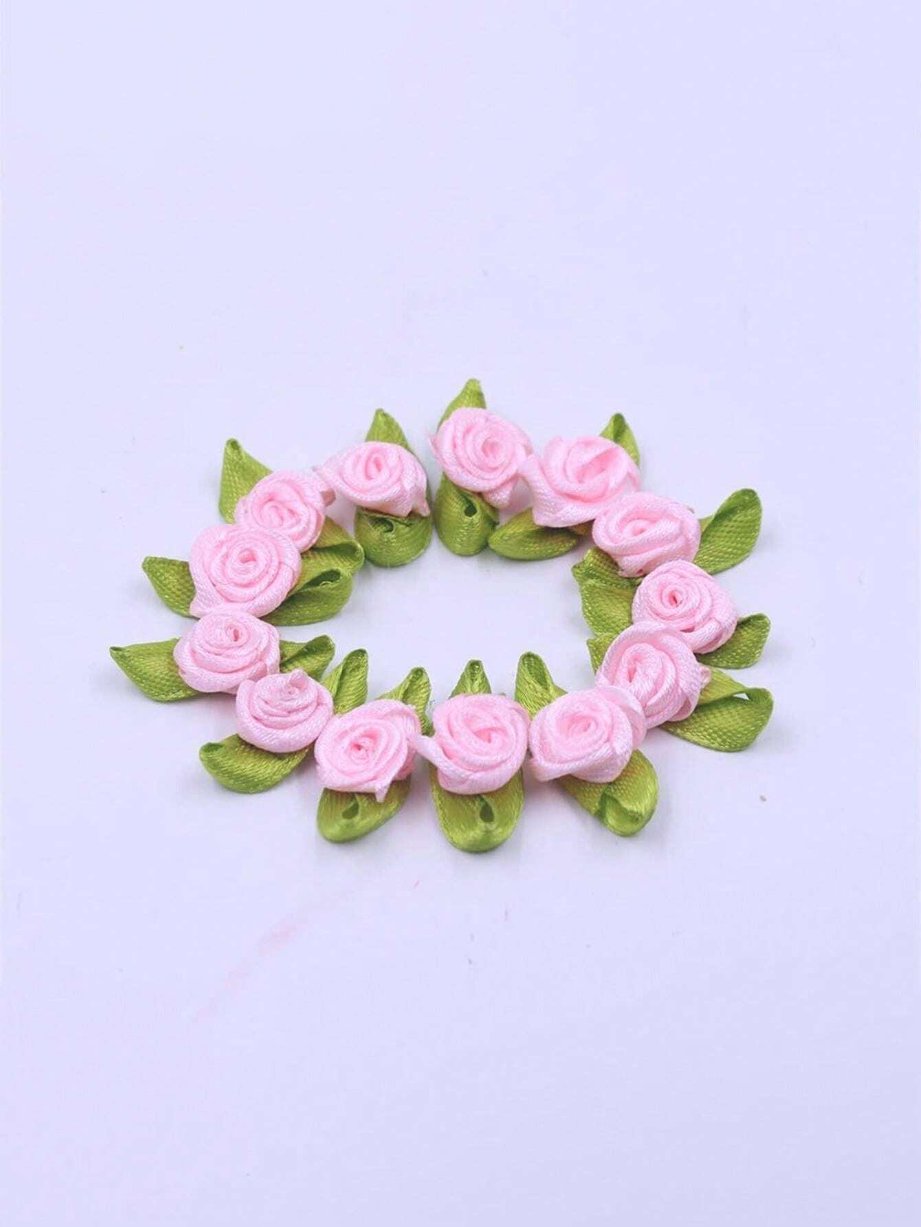 100 Pezzi di fiori rosa chiaro in miniatura con nastro artificiale per ...