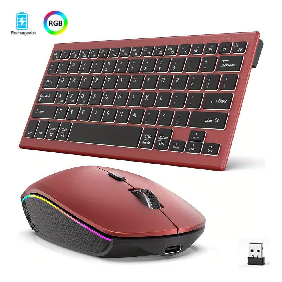 Conjunto de teclado e mouse sem fio retro iluminado com cores, 2.4G ...