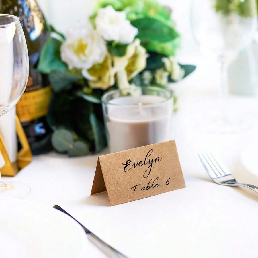 Place Cards For Weddings, 100-Count Kraft Table Name Cards, Blank ...