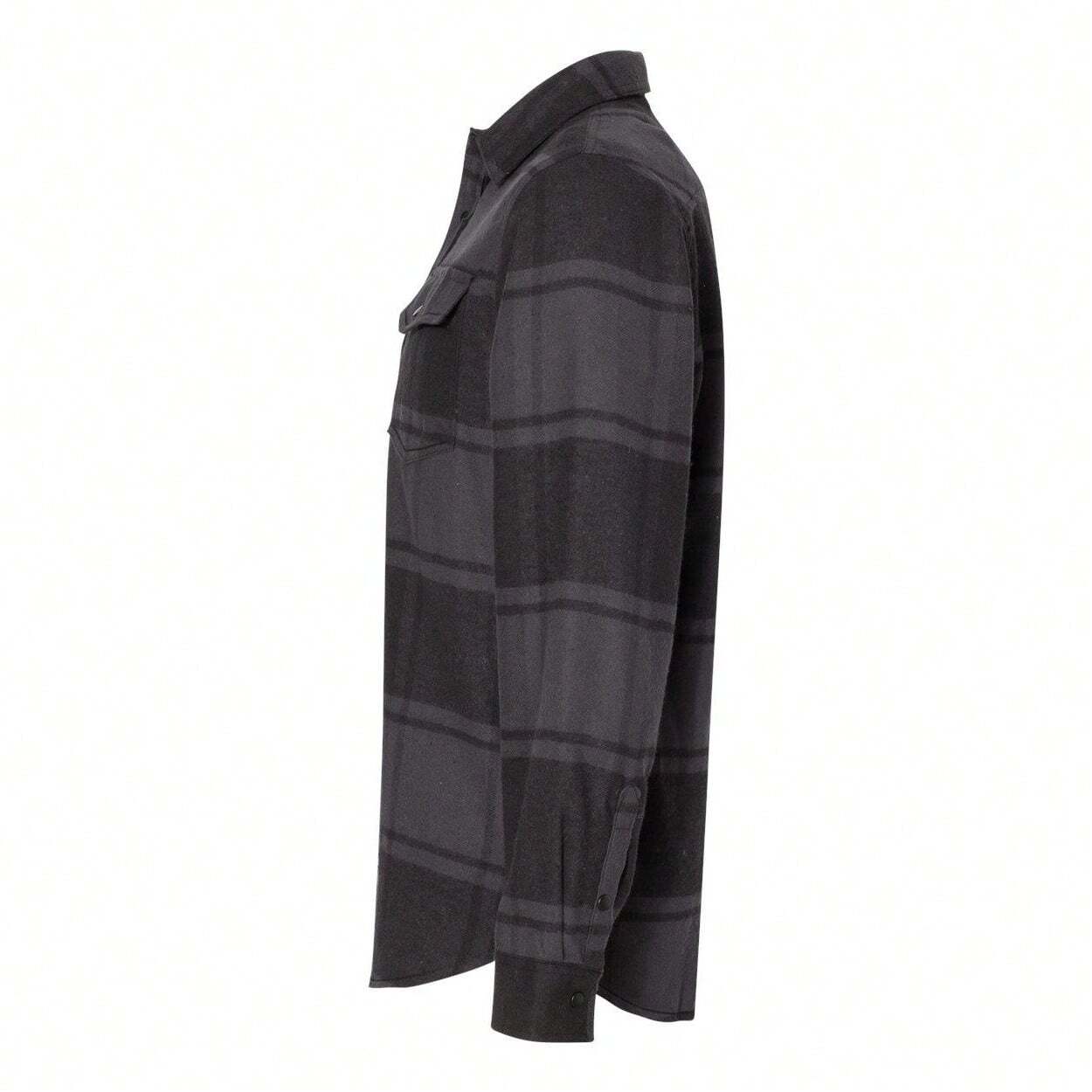 Burnside Snap Front Long Sleeve Plaid Flannel Shirt (Black) | SHEIN USA