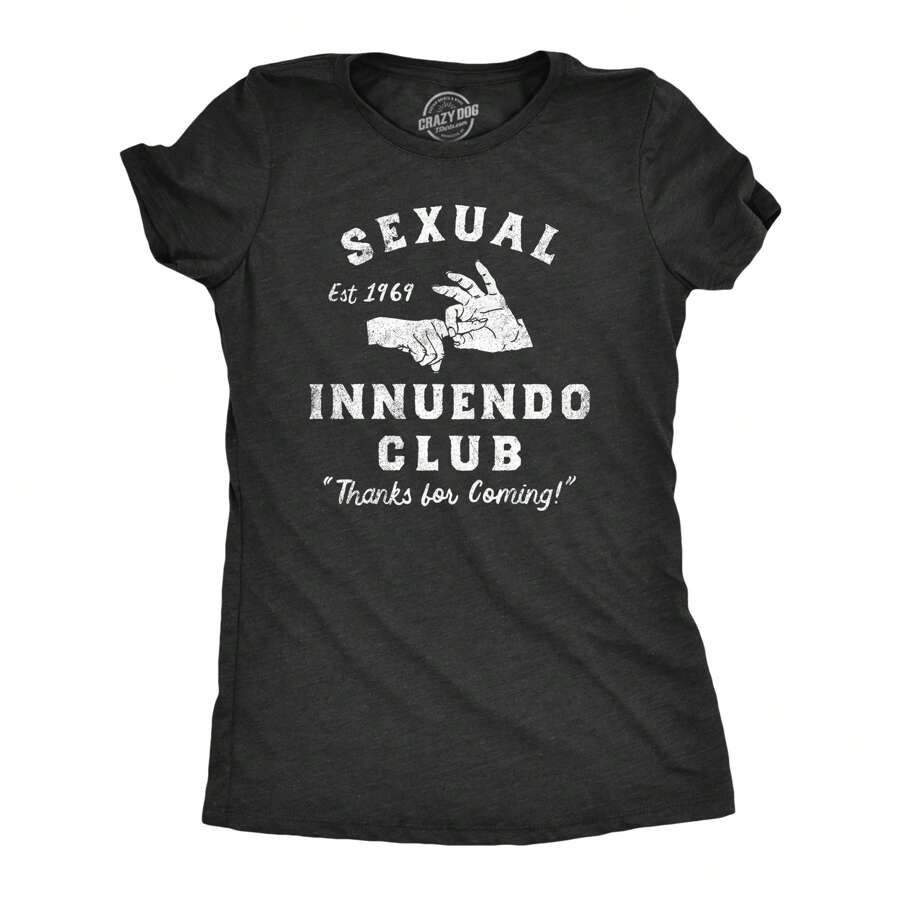 Womens Sensitive Innuendo Club Thanks For Coming T Shirt Funny Adult ...