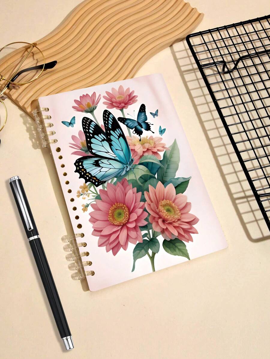 1pc Beautifully Designed A5 Loose-Leaf Notebook With Colorful Flowers ...