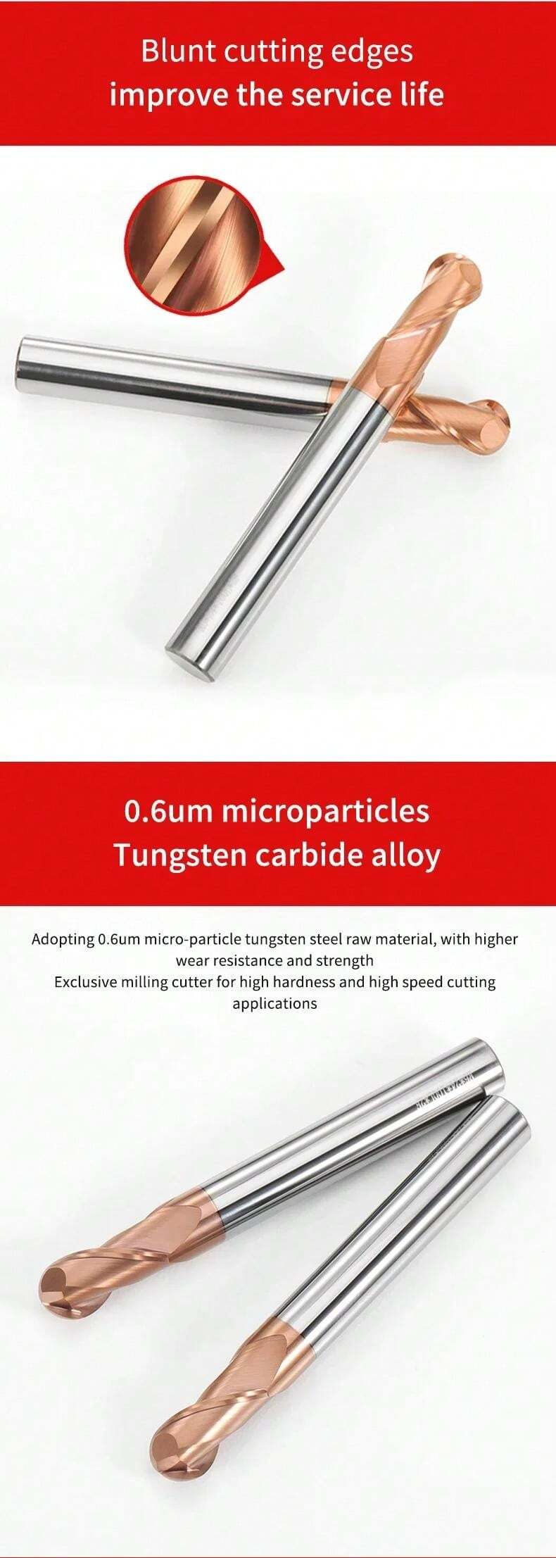 Ball Nose End Mill 2 Flutes R2.5mm R3mm Cnc End Milling Cutter For ...