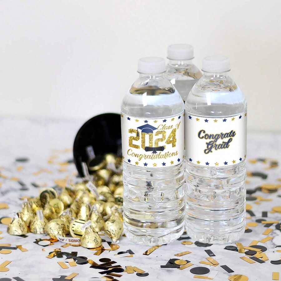 15pcs, Graduation Water Bottle Labels Class Of 2024 Water Bottle Label ...