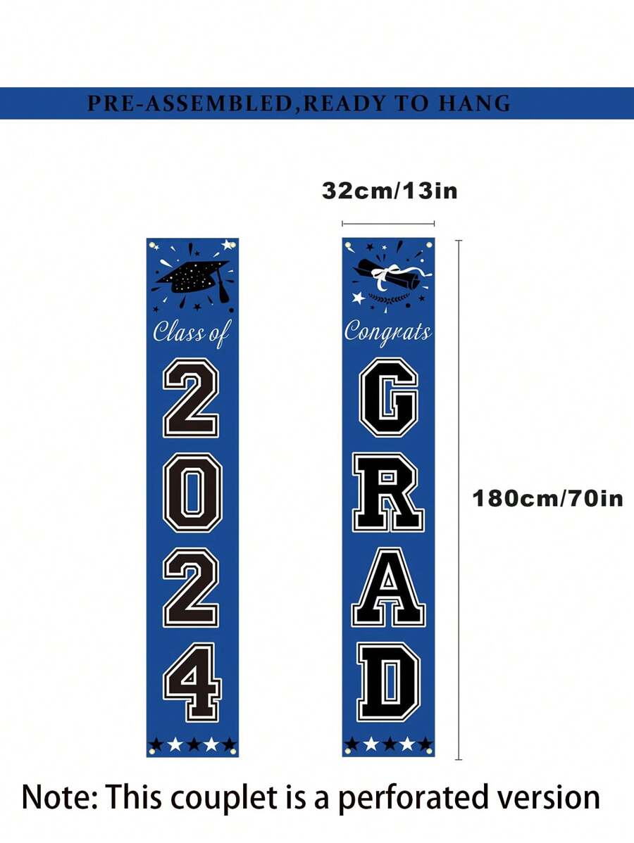 1pc-2024 Batch Of Grand Pavilion Blue Graduation Decorations ...