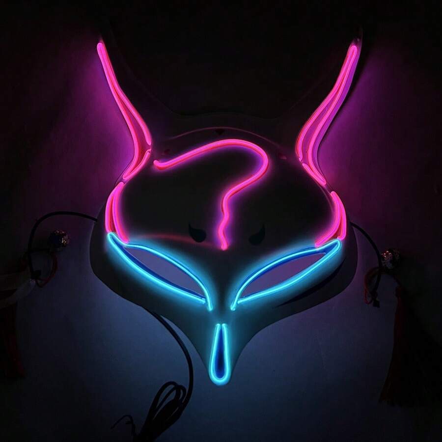 Luminous Mask New Nine-Tailed Fox Hanfu Kitsune Cosplay Mask Anime Cat ...