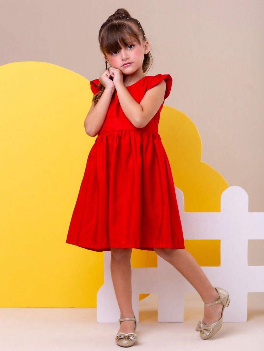 Vestido infantil de festa vermelho moda casual | SHEIN Brasil