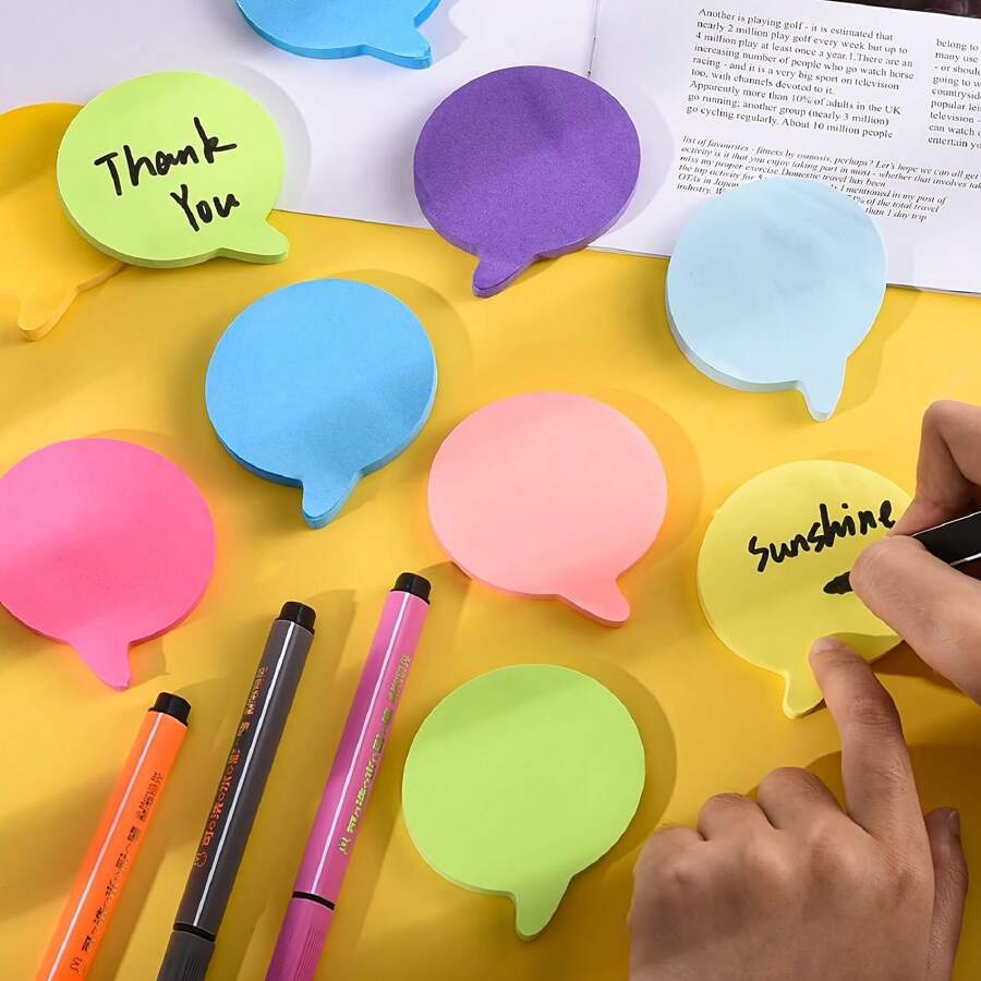 16pcs/8pcs Bubble Shaped Bright Colored Self-Adhesive Sticky Notes For ...
