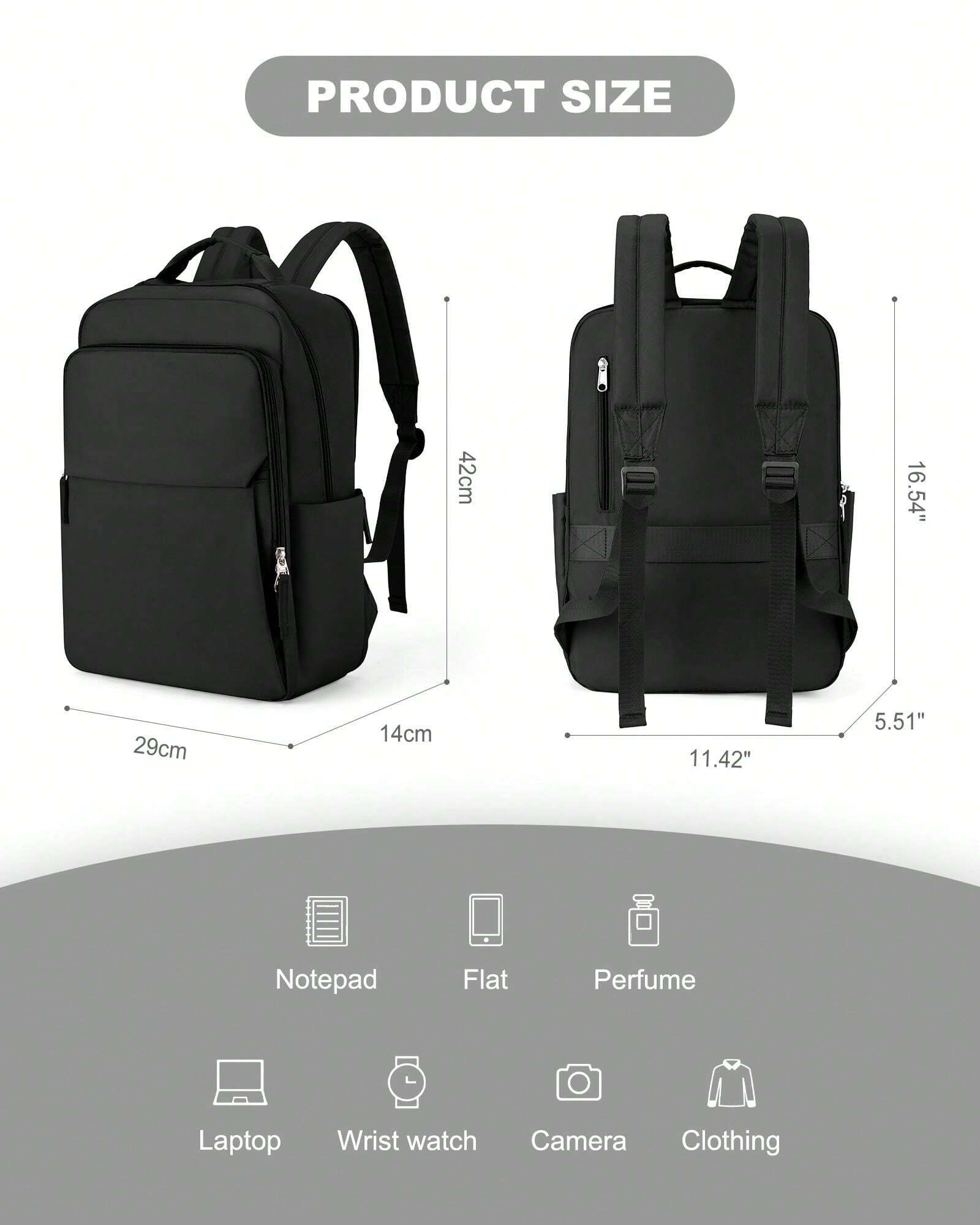 Simple Fashionable Solid Color SchoolBag, Multiple Interlayer Versatile ...