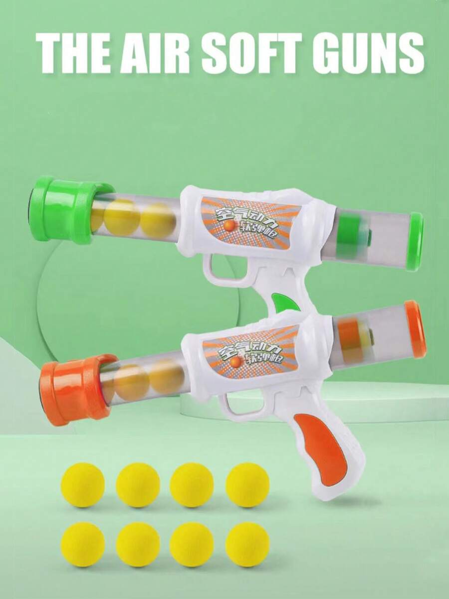 1 Set Air-Powered Soft Bullet Hand-Operated Toy Gun With Continuous ...