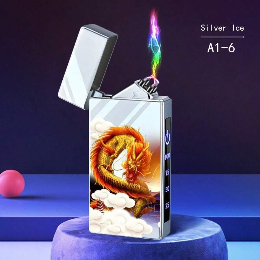 1pc Metal Touch Sensor High-End Dual Arc USB Rechargeable Windproof ...