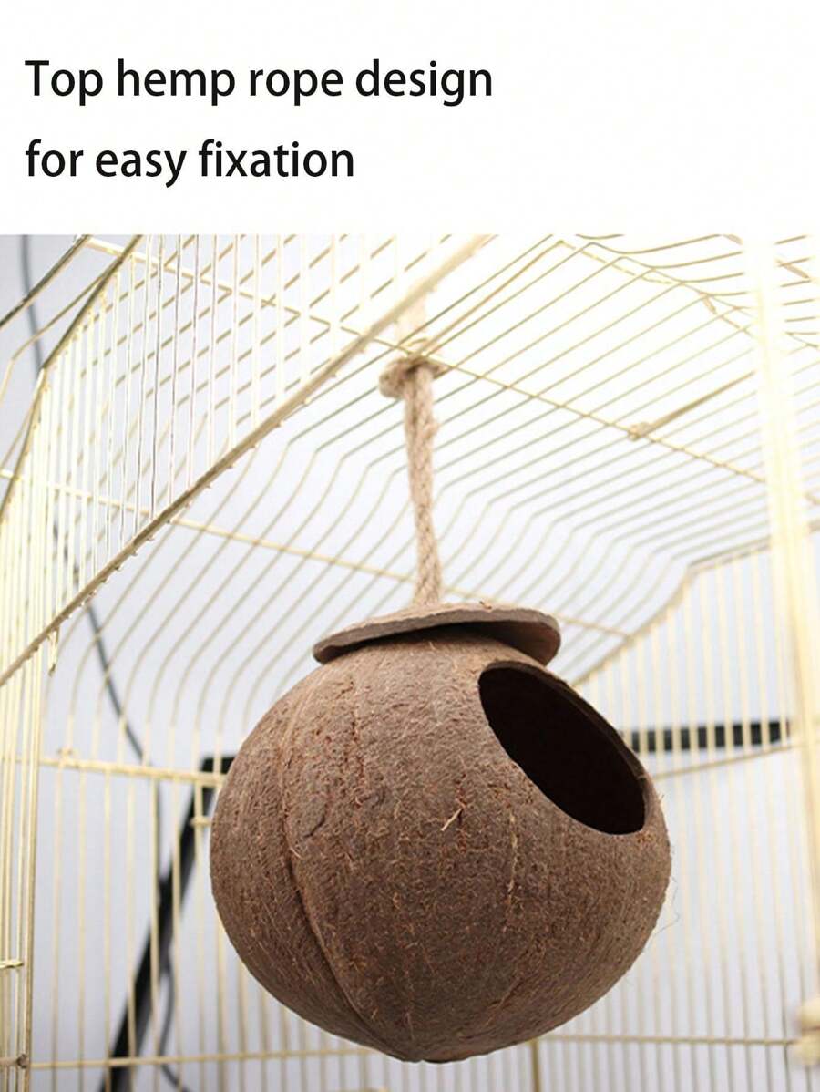 1pc Coconut Shell Bird Nest With Tiger-Striped Peony & Fengwen Bird ...