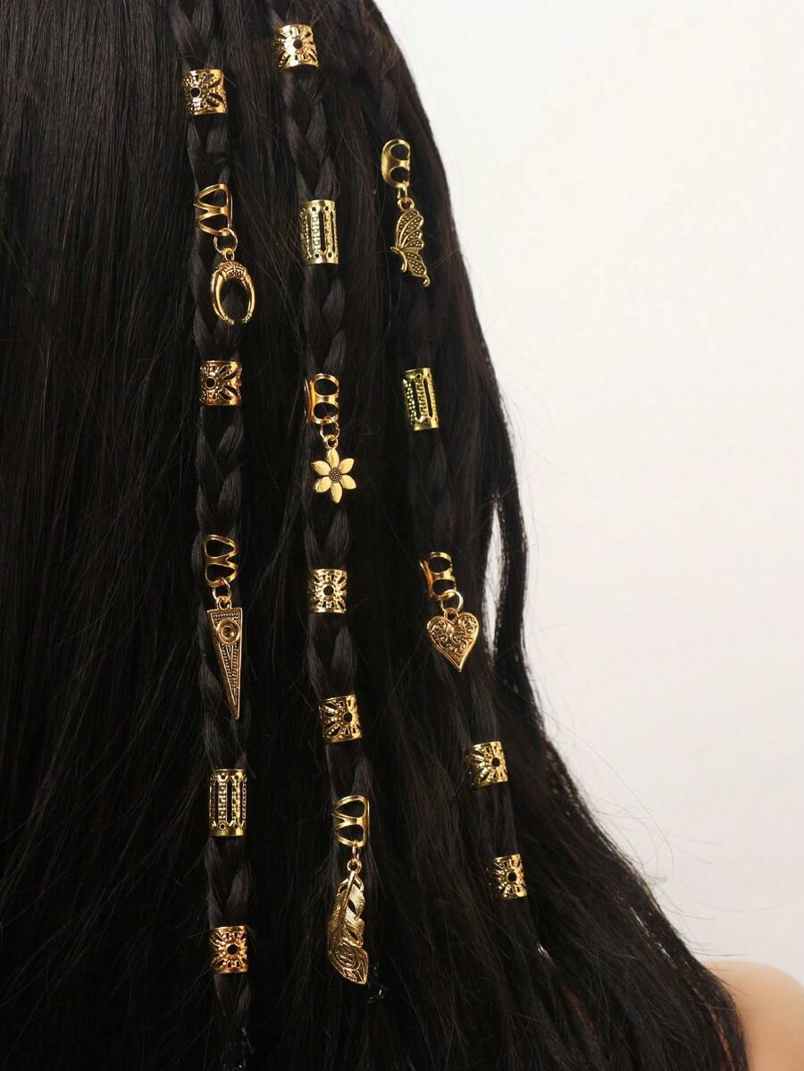 36pcs Gold Mixed Dreadlock Set, Unique Street Style Party Braid Hair ...