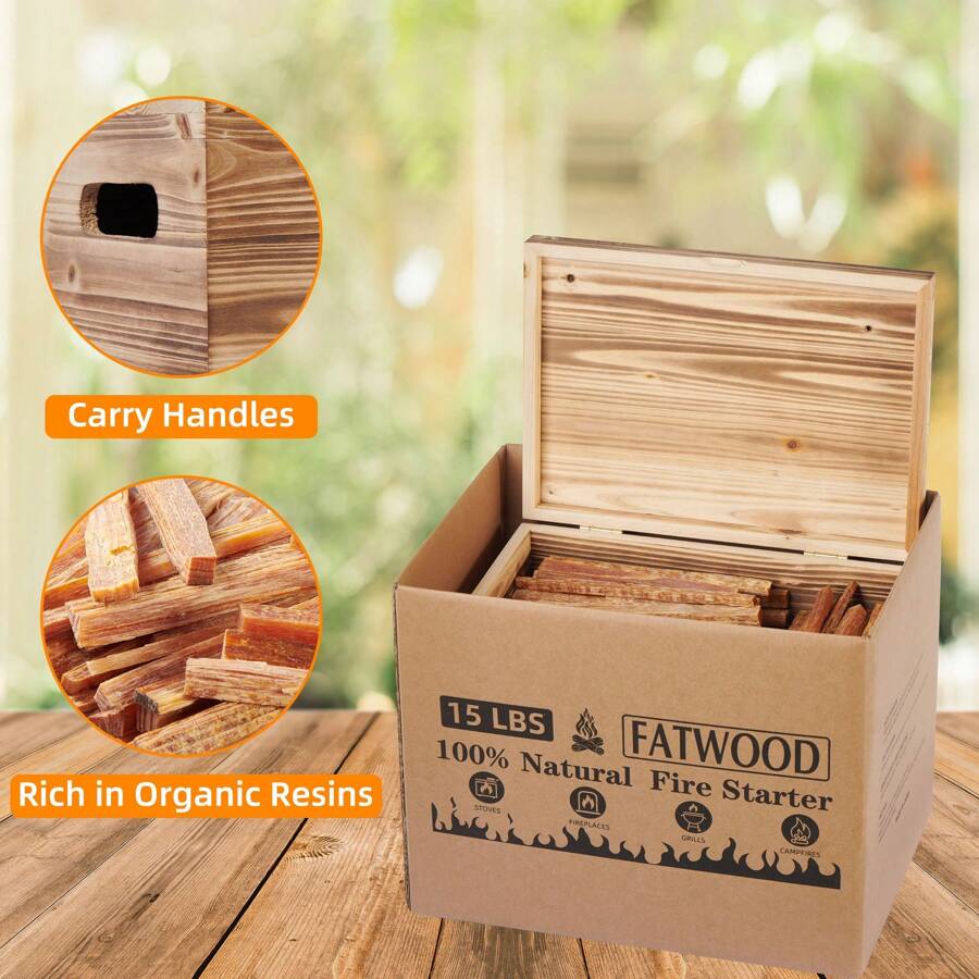 15 Lbs Fatwood Fire Starter Sticks In Gift Box , 100% Natural Kindling ...