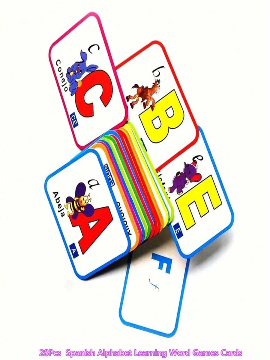 1 Set Of 28 Double-Sided Spanish Alphabet Cognitive Learning Cards For ...