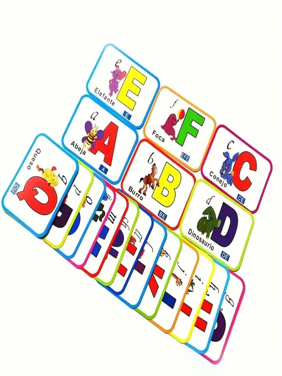 1 Set Of 28 Double-Sided Spanish Alphabet Cognitive Learning Cards For ...