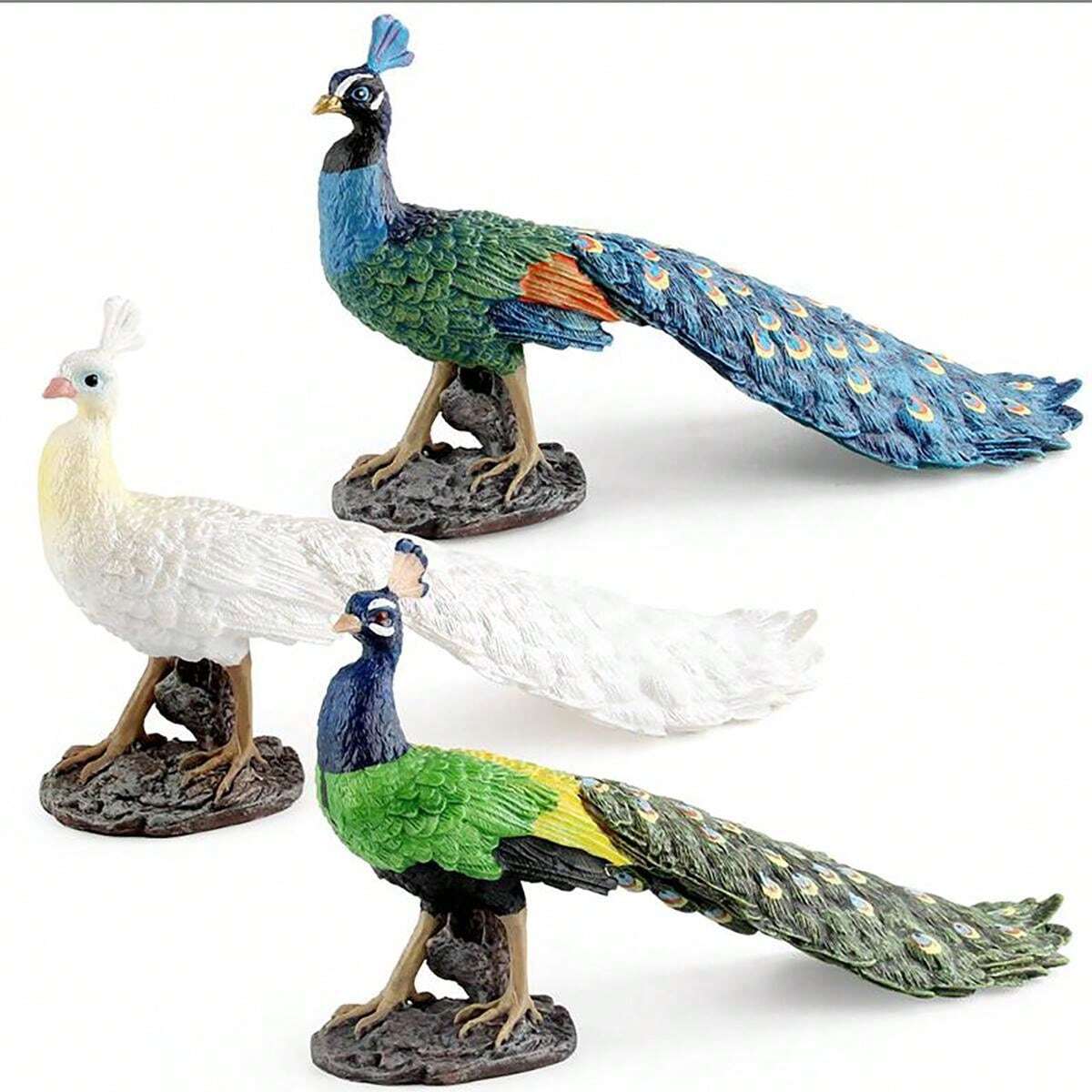 1pc Creative And High-Detailed PVC Beautiful Peacock Models White Green ...