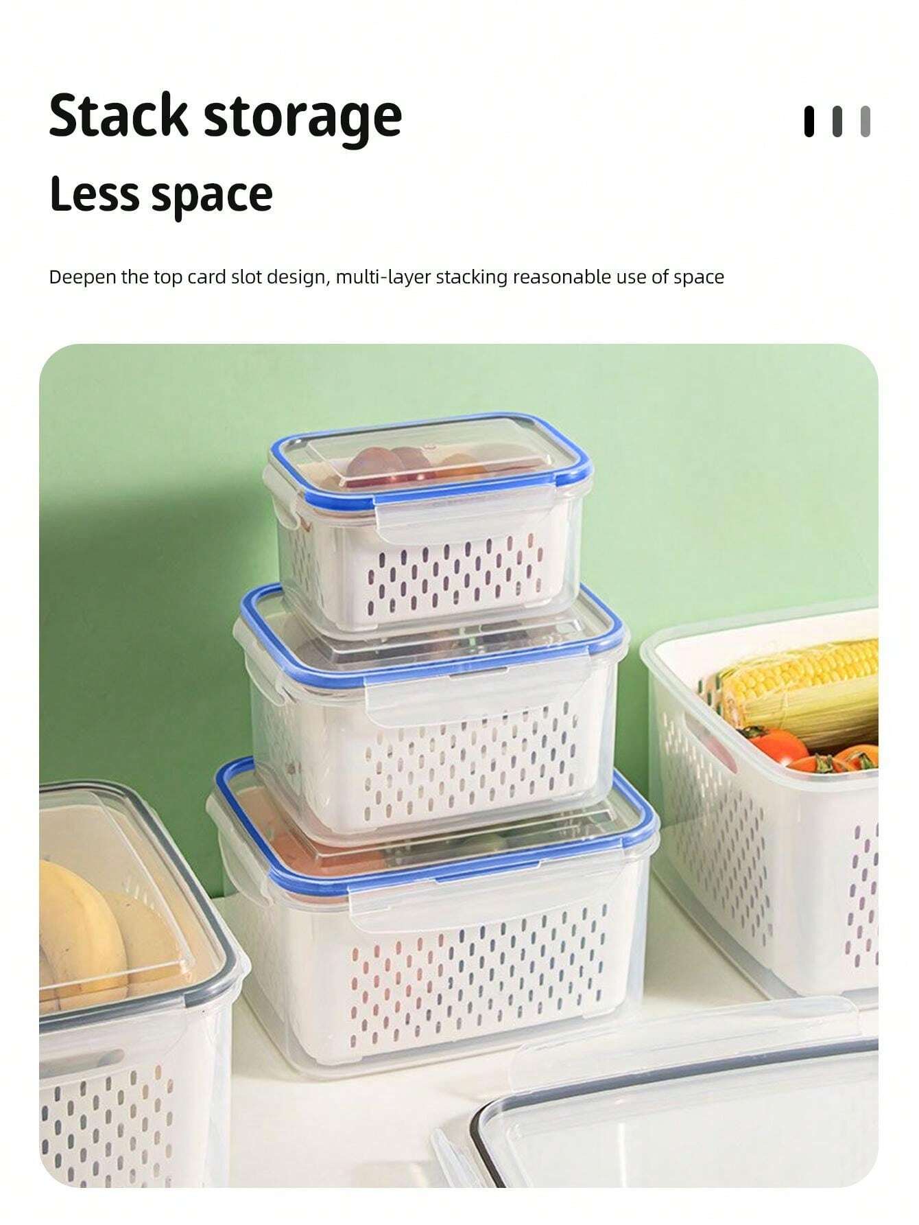 4pcs Double Layer Preservation Box Set, 2 Drain Baskets And 2 ...