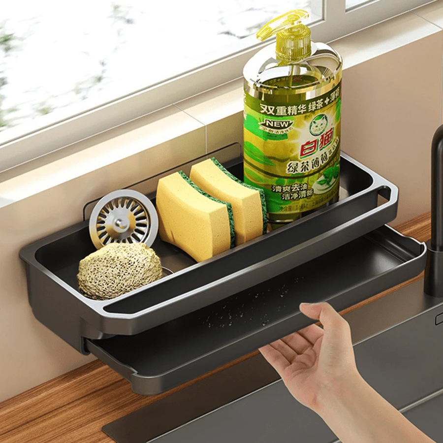 1pc Drain Rack Kitchen Sink Organizer With Multi-Purpose Sponge Holder ...