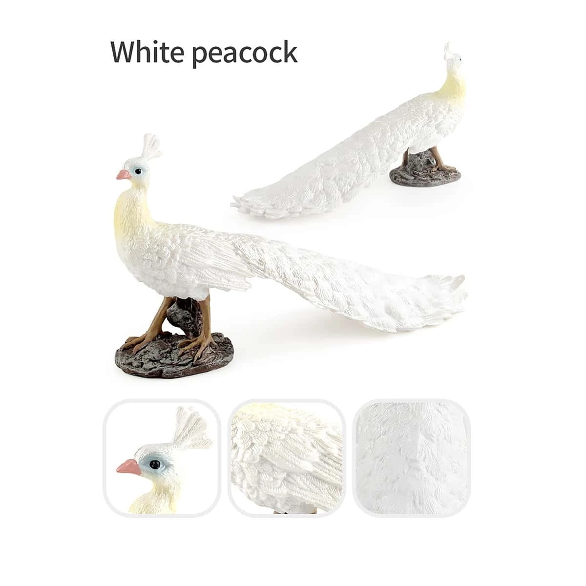 1pc Creative And High-Detailed PVC Beautiful Peacock Models White Green ...