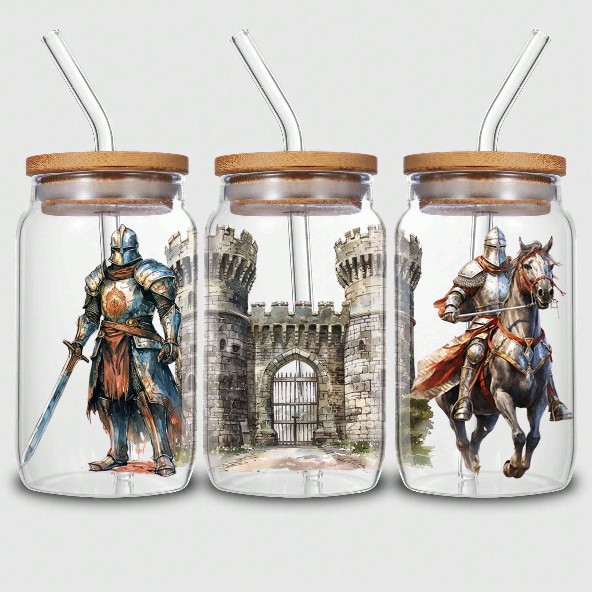 5 Sheets Medieval Knights UV DTF Mug Stickers, Glass DTF Transfer ...