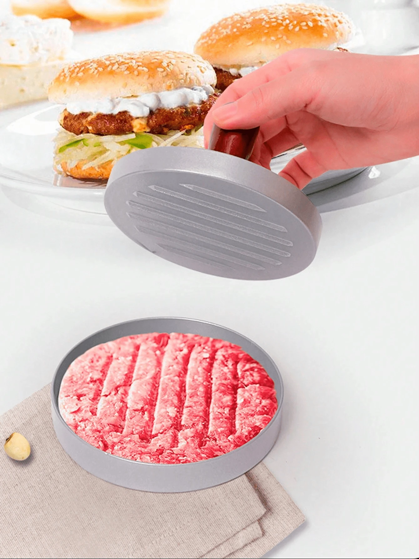 1pc Hamburger Patty Maker, Chicken Burger Patty Mold, Home Burger Bun ...