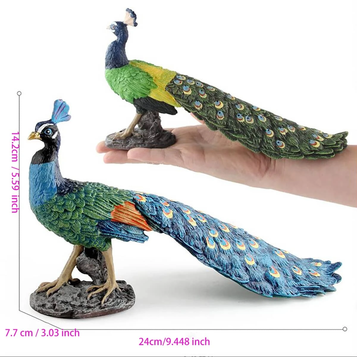 1pc Creative And High-Detailed PVC Beautiful Peacock Models White Green ...