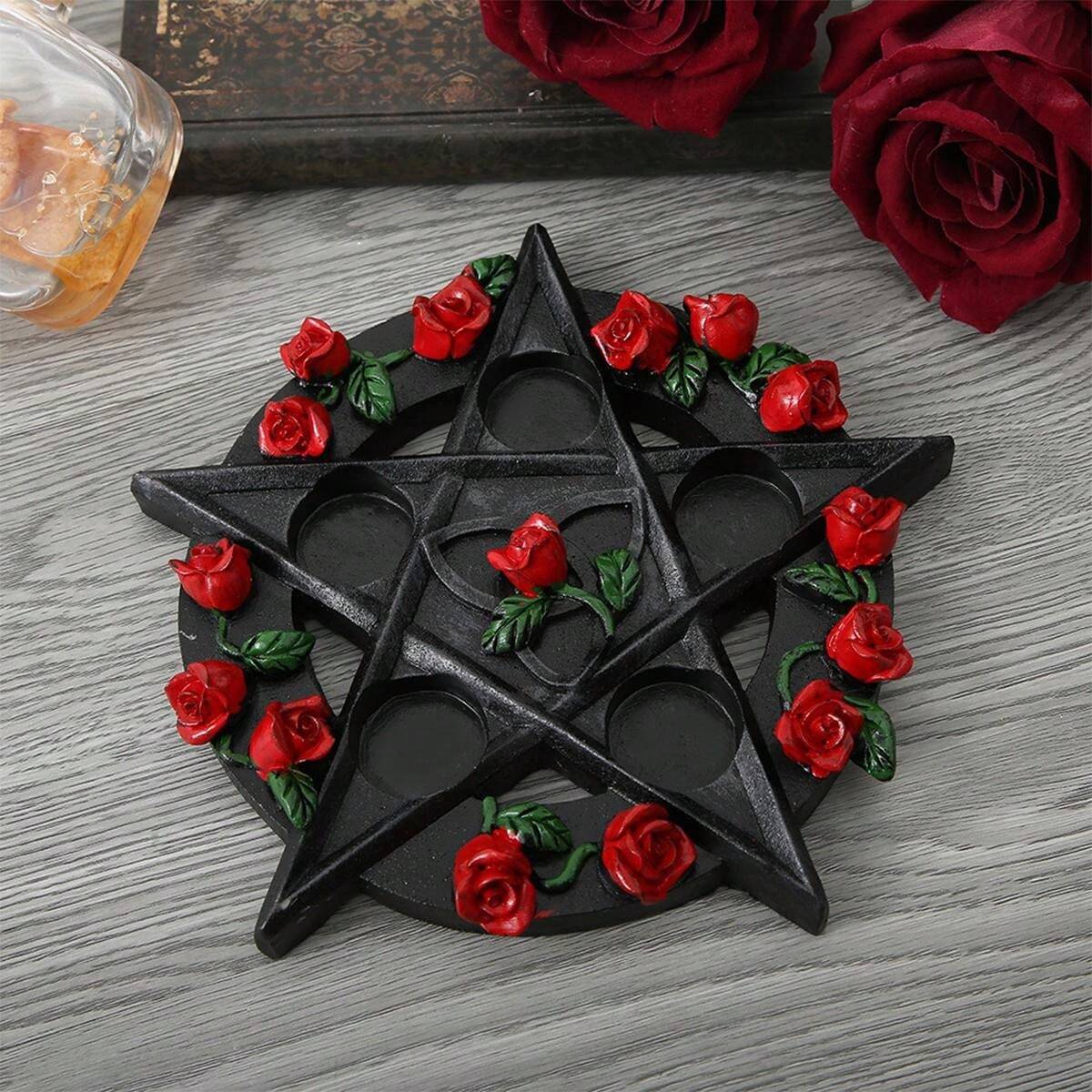 A Vintage Resin Crafted Candlestick Holder Featuring Pentagram ...