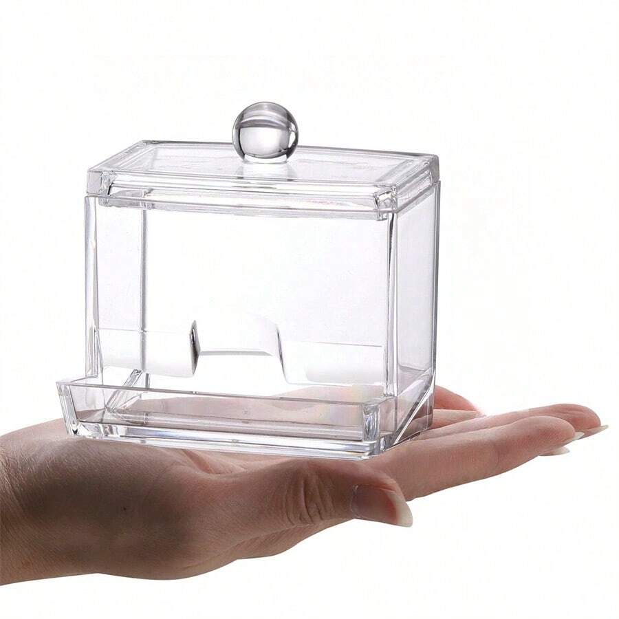PS Transparent Acrylic Cotton Swab Box, Makeup Cotton Storage Box ...