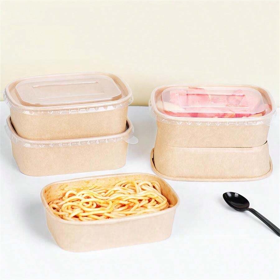 10 PCS Disposable Lunch Box Spring Outing Camping Packing Box Kraft ...