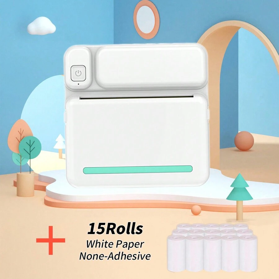 C19 Multi-Functional Portable Pocket Printer, Comes With 15 Rolls Of ...