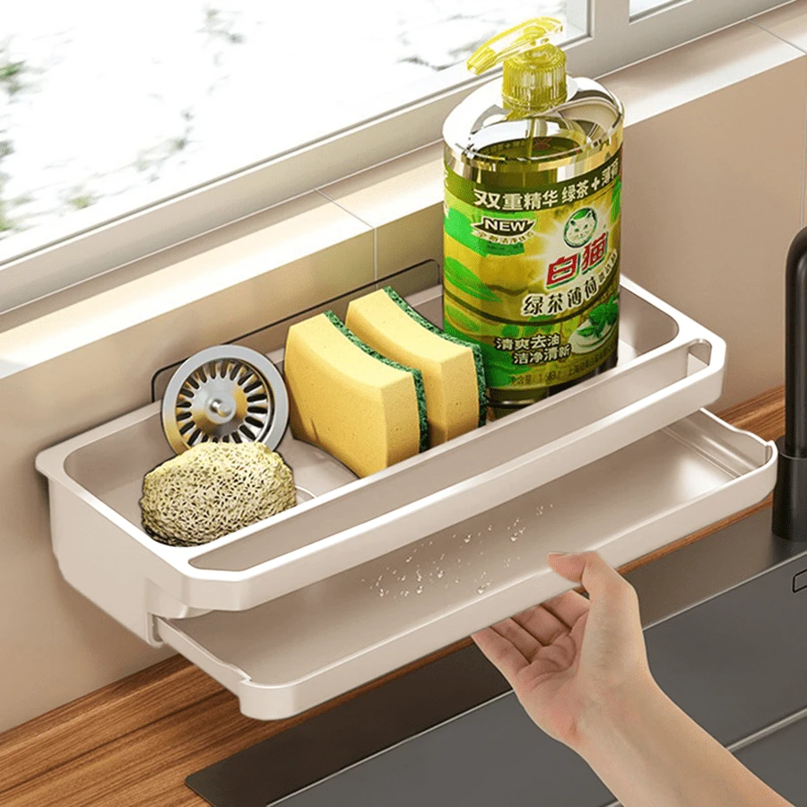 1pc Drain Rack Kitchen Sink Organizer With Multi-Purpose Sponge Holder ...