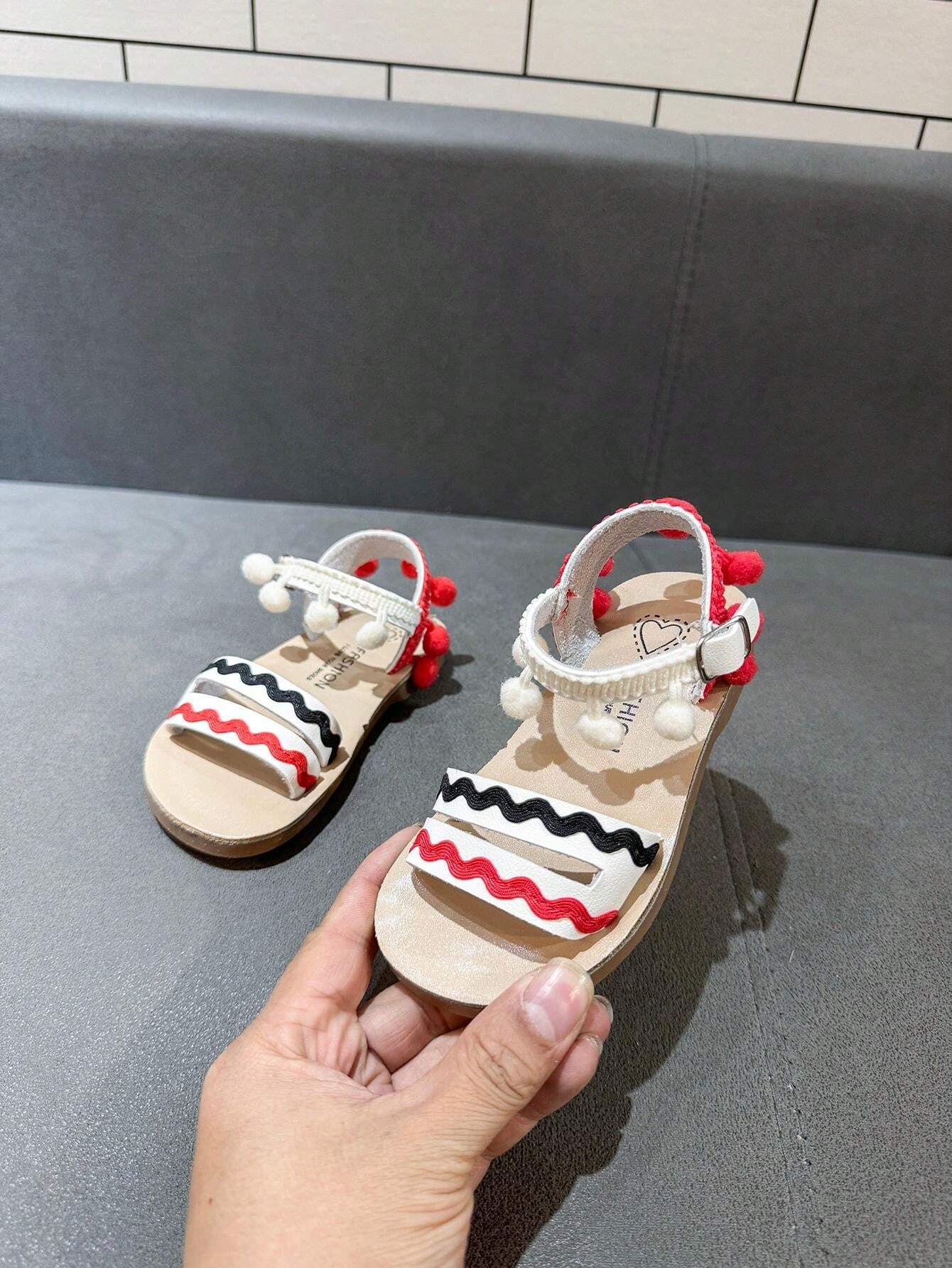2024 New Korean Style Pattern Soft Bottom Girls" Beach Sandals With ...