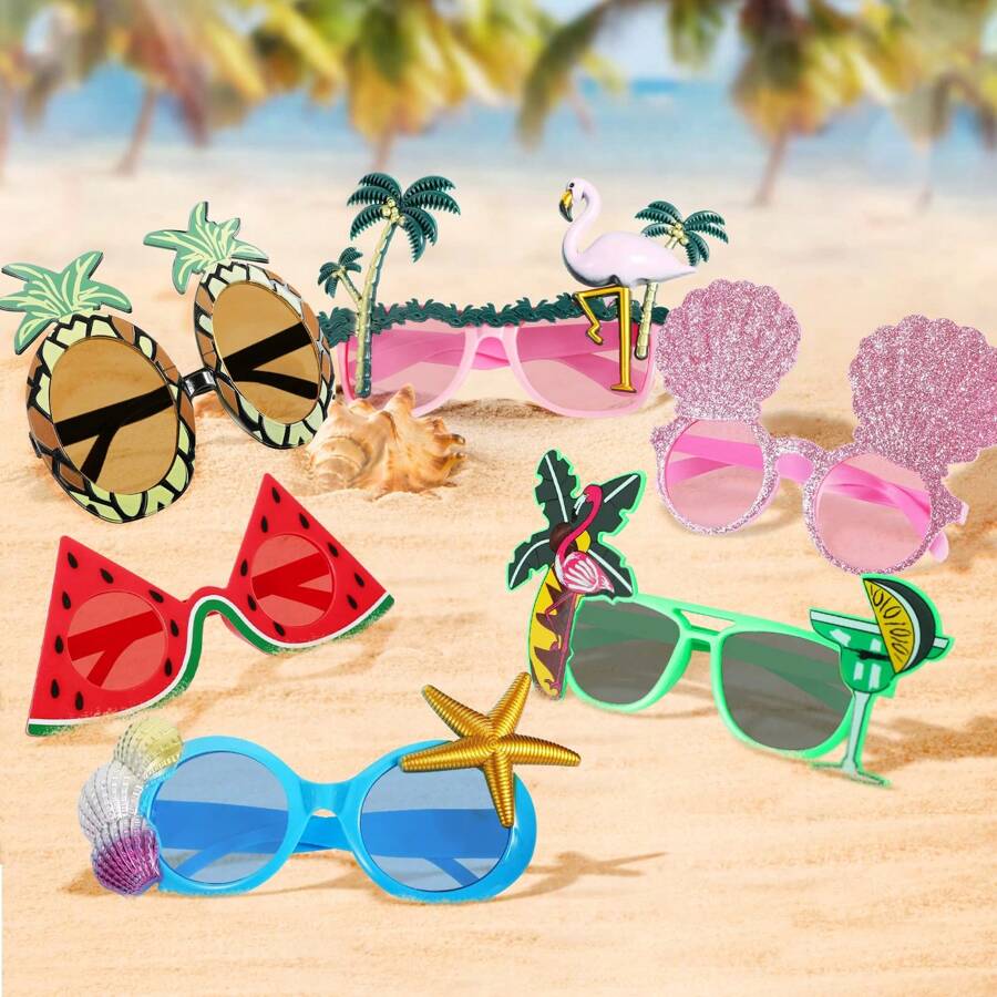 6 Pairs Novelty Party Sunglasses, Funny Luau Party Sunglasses Hawaiian ...
