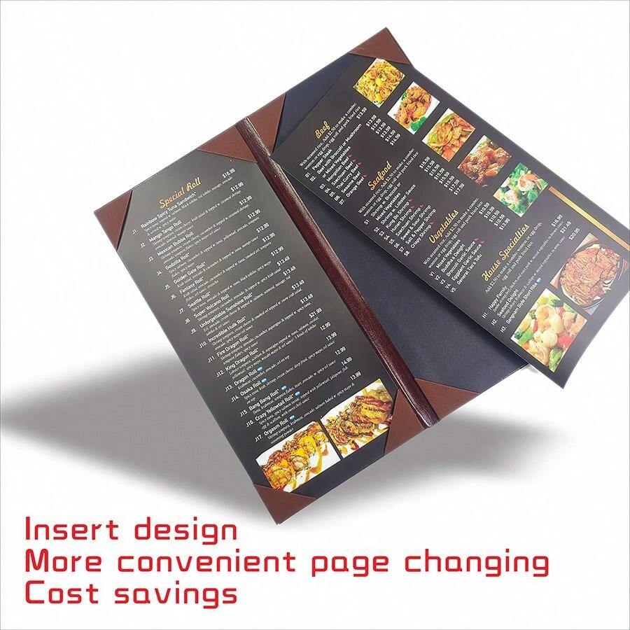 2 Books 2-Folded Leather Menu Holder With Transparent Corner, Showing 2 ...