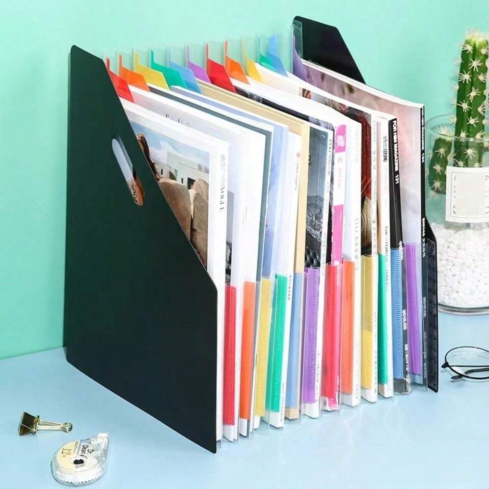 13 Pockets Accordion Desk File Organizer Vertical Stand Up Expanding ...