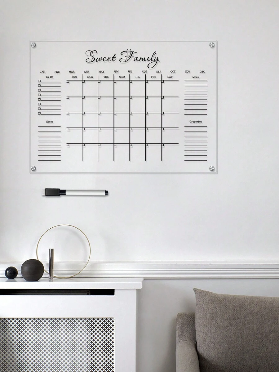 A Set Of Wall-Mounted 3D Transparent Acrylic Planner, Memo & Message ...