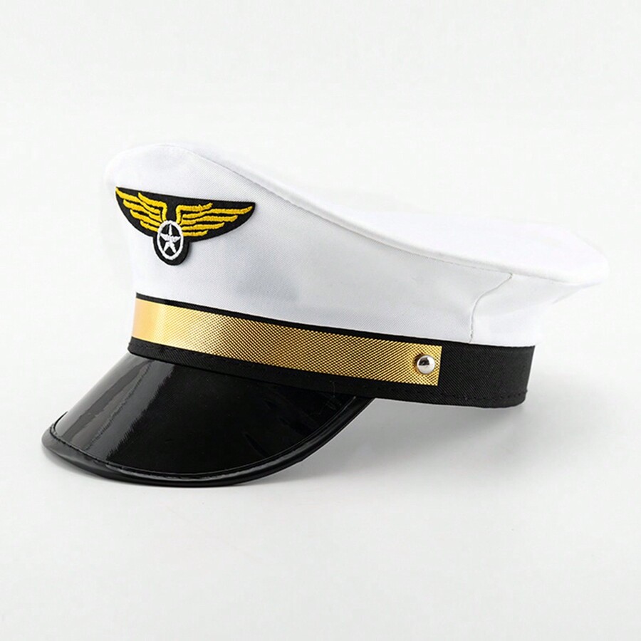 1-10pcs White Embroidered Captain Hat With Anchor Emblem, Adult Unisex ...
