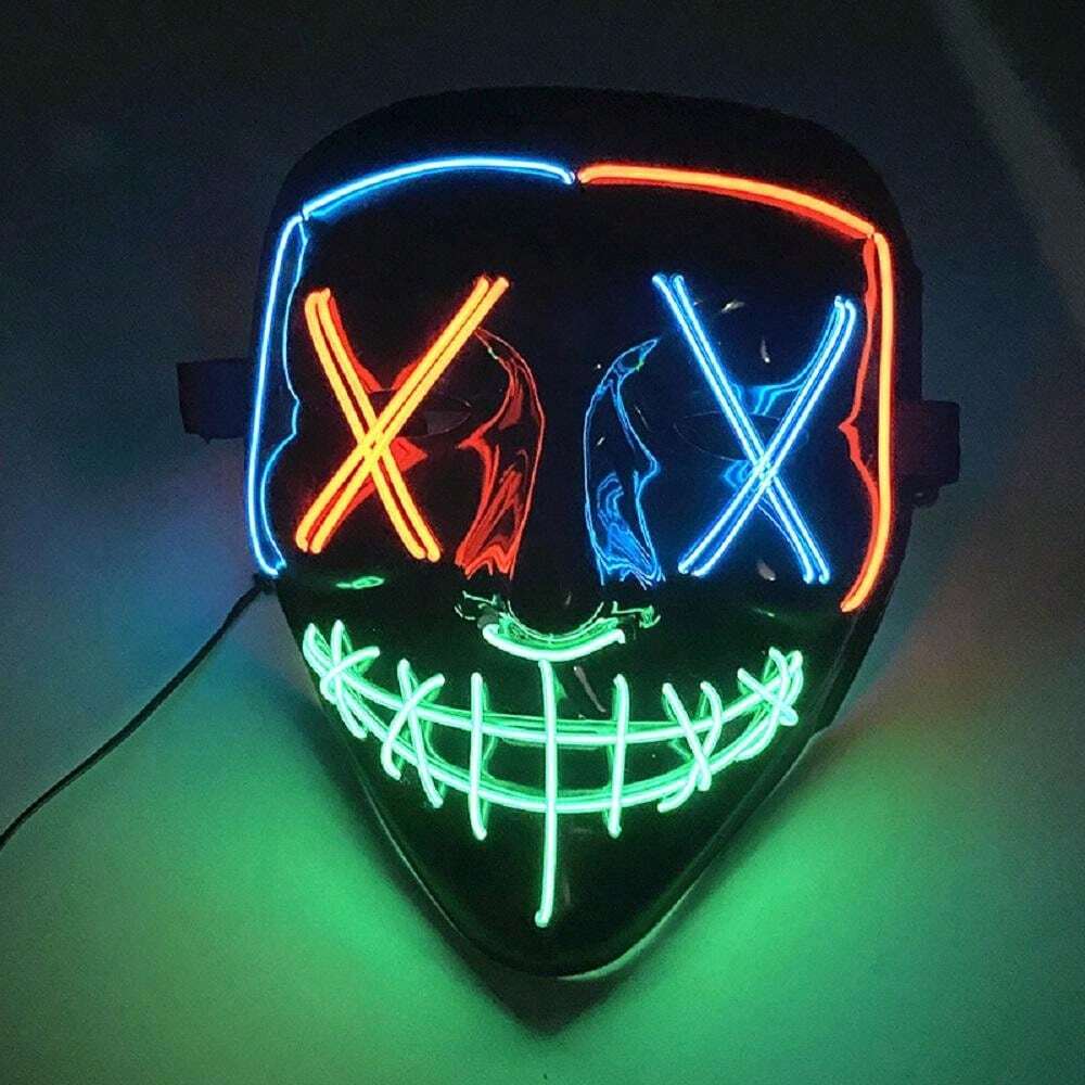 Halloween V Shaped LED Glowing Mask With Bloody Mixed Colors And Forked ...