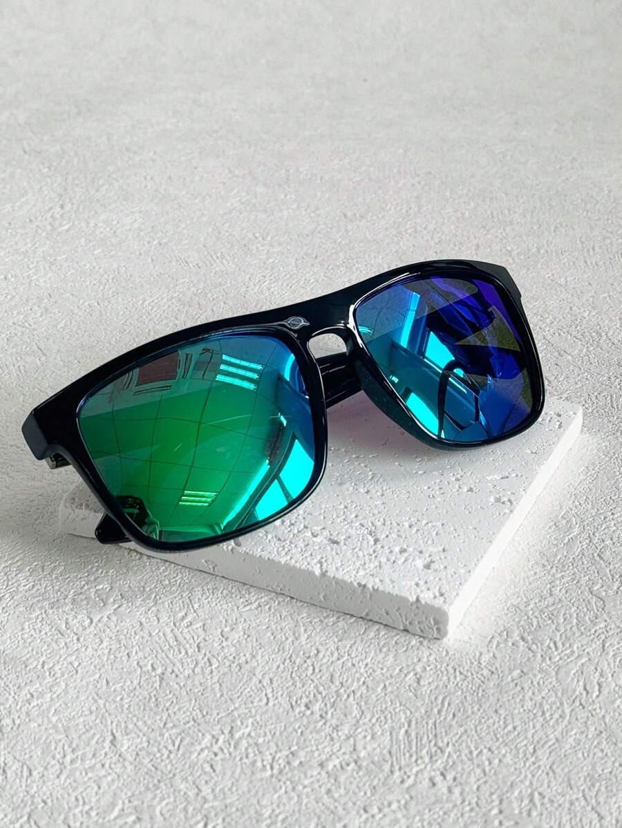 Square Frame Polarized Sunglasses For Men With Unique Temple Design And ...