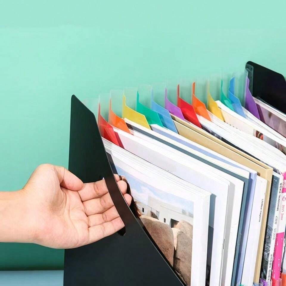 13 Pockets Accordion Desk File Organizer Vertical Stand Up Expanding ...