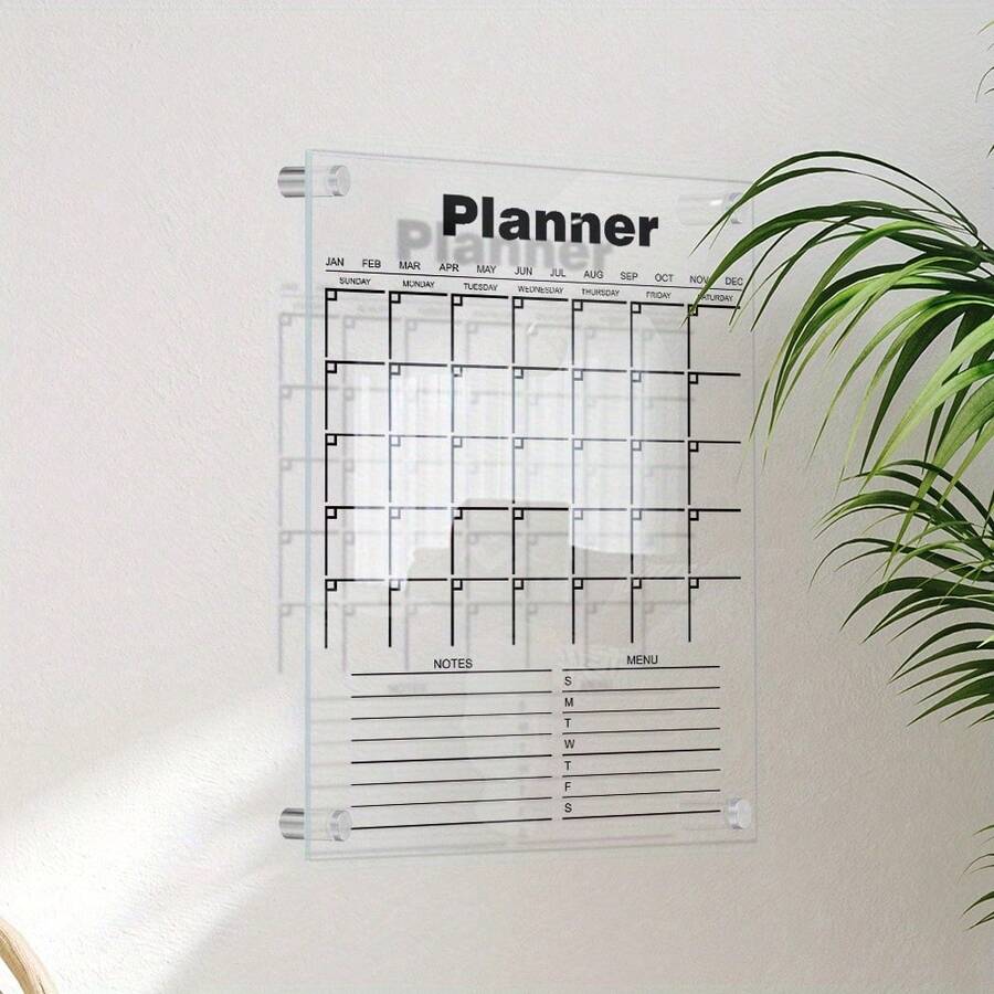 Clear Acrylic Wall Calendar With Erasable Surface, Perfect For Studying ...