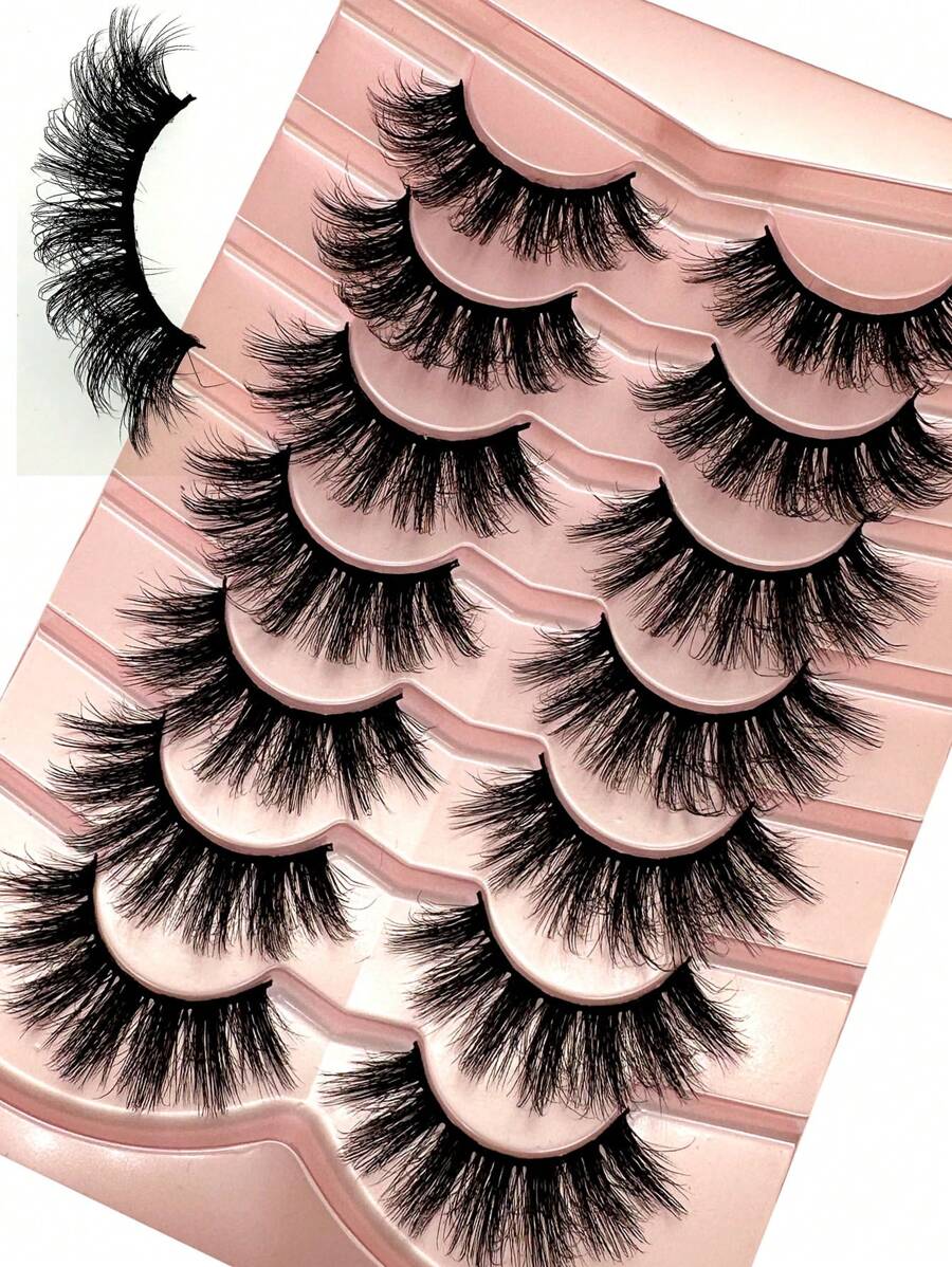 Soft False Eyelashes 3D Wispy Mink Fur Lashes Cat Eye Look 22mm Wispy ...