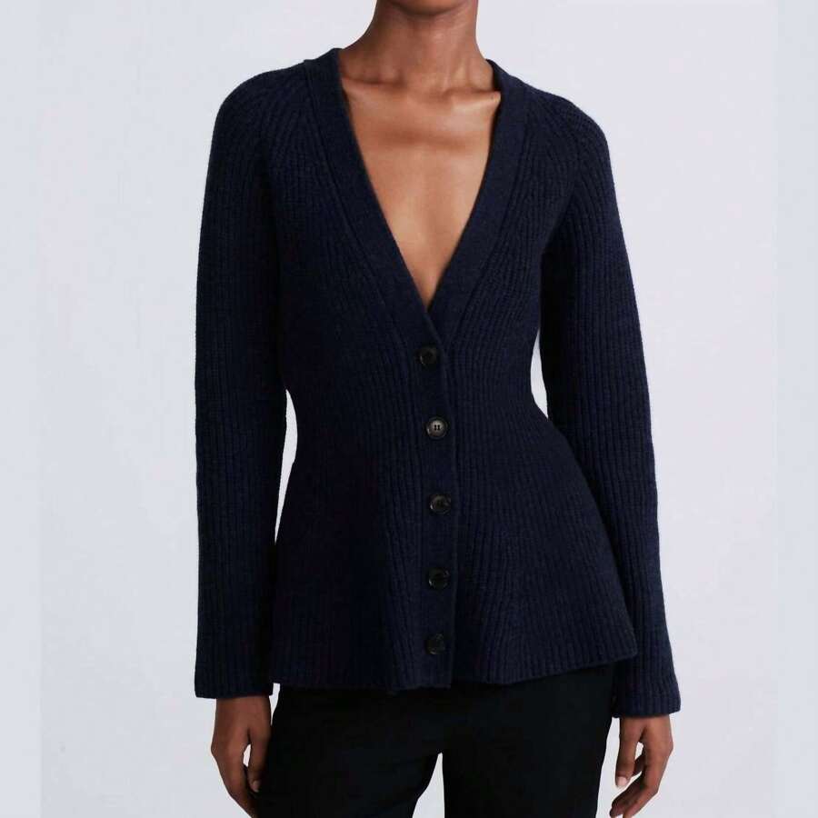 Derek Lam 10 Crosby DEREK LAM 10 CROSBY Amalia Flared Cardigan In Navy ...