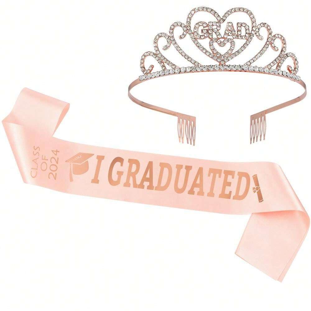 2pcs/Set,2024 Graduation Party Supplies Graduation Sash And Crown ...