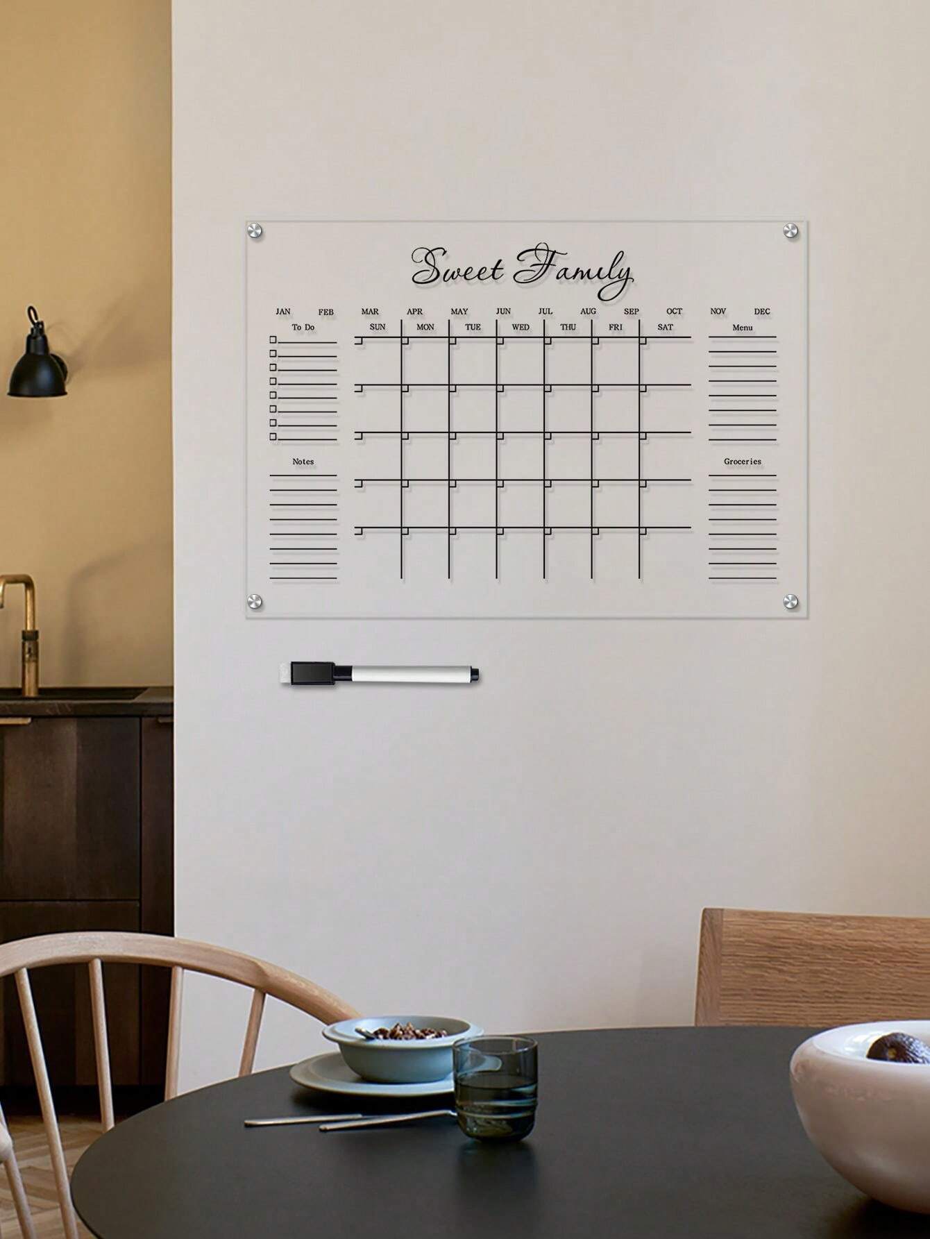 A Set Of Wall-Mounted 3D Transparent Acrylic Planner, Memo & Message ...