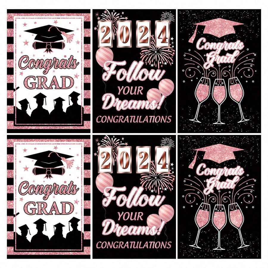 6 Sheets Graduation Gift Graduation Wine Bottle Stickers, Champagne ...