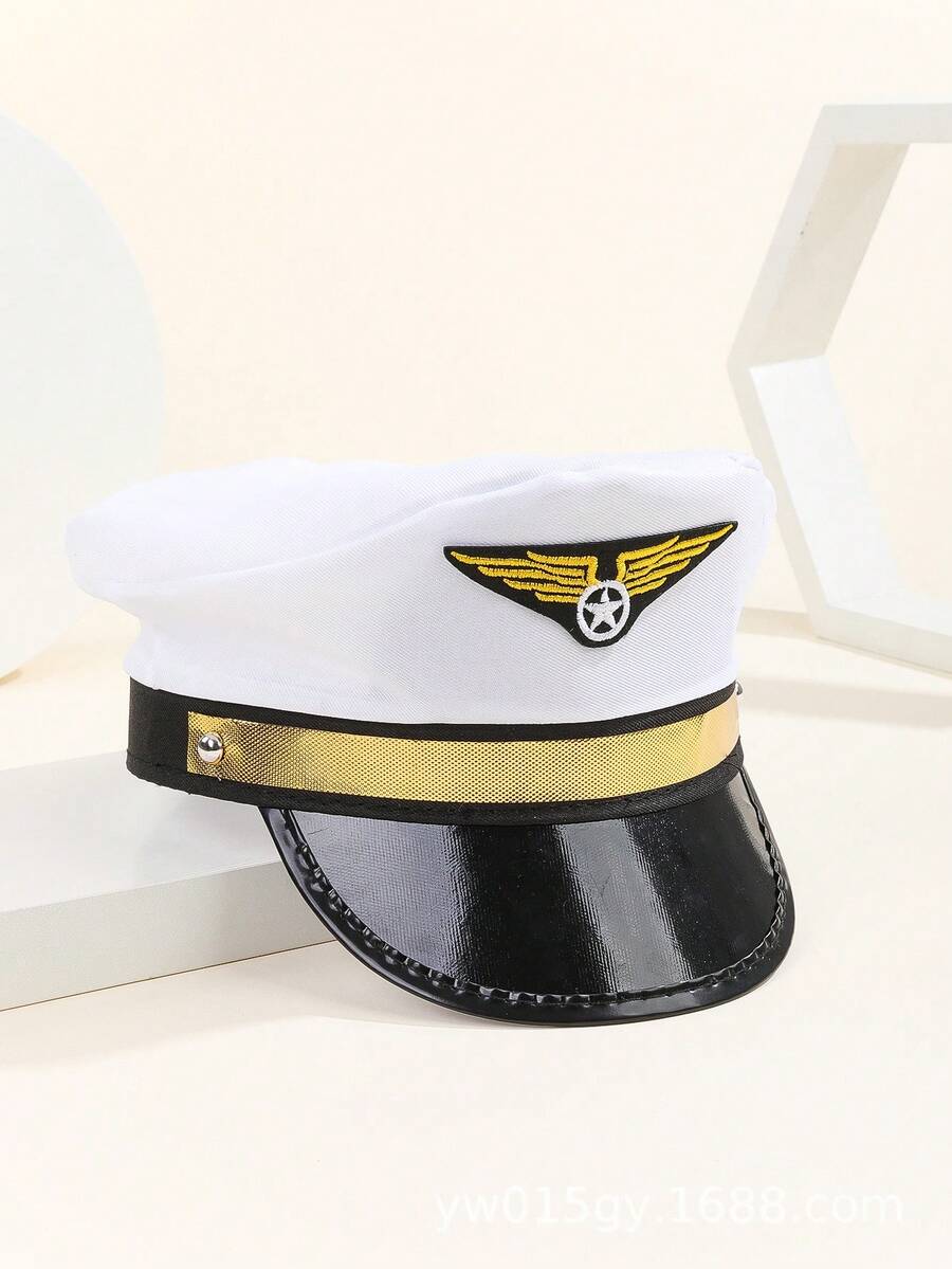 1-10pcs White Embroidered Captain Hat With Anchor Emblem, Adult Unisex ...